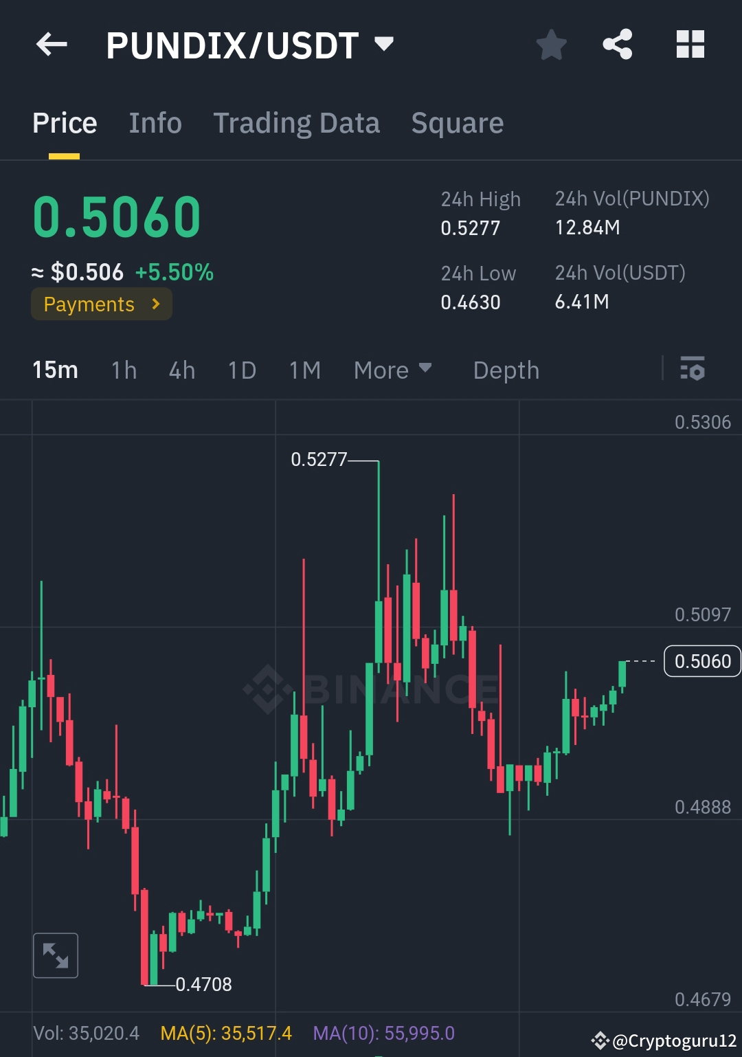 🚨 $PUNDIX /USDT ALERT: Enter NOW at 0.5060 – Watch for a Br | Cryptoguru12 on Binance Square