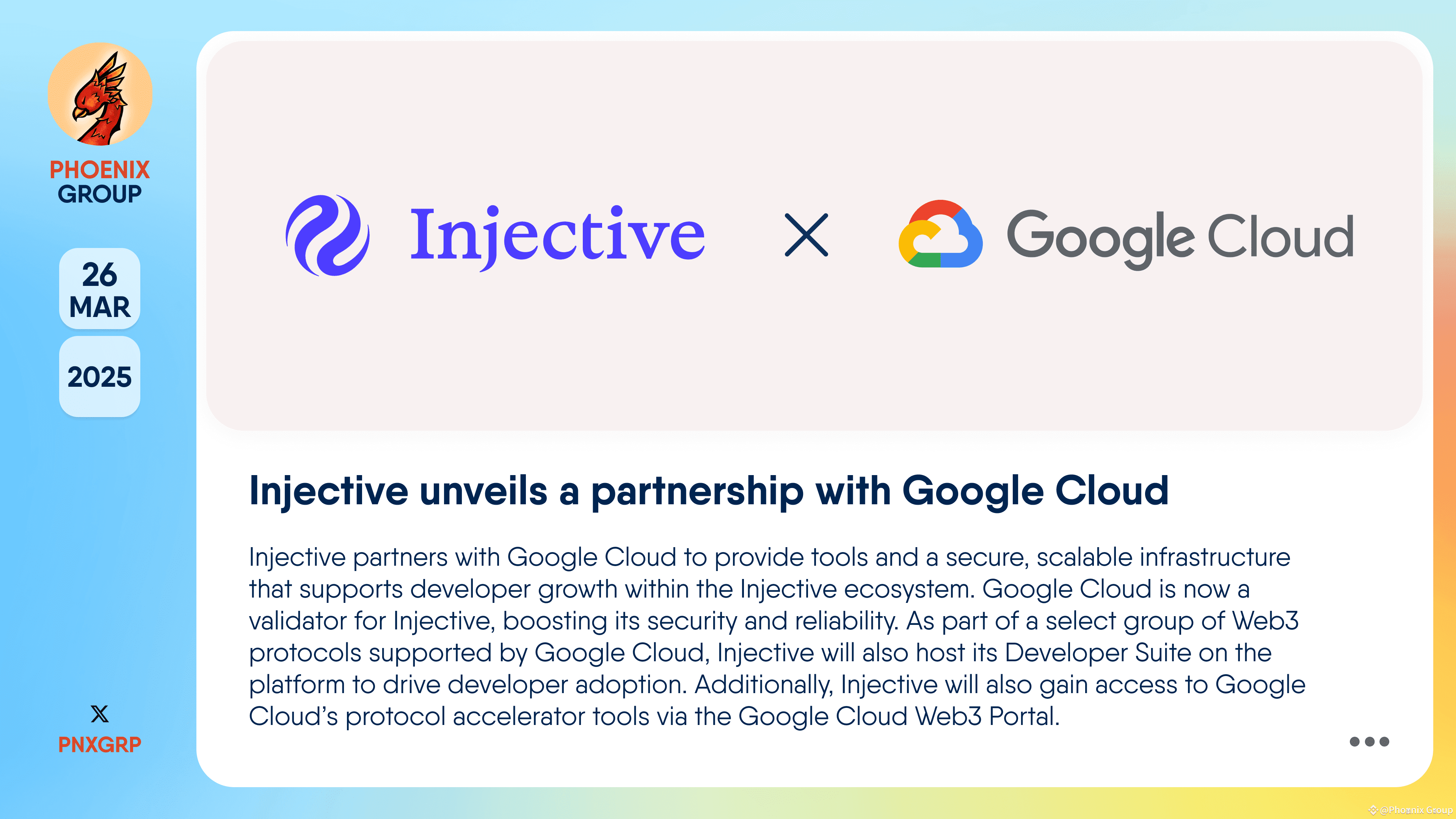 Injective unveils a partnership with Google Cloud #Injectiv | Phoenix Group on Binance Square