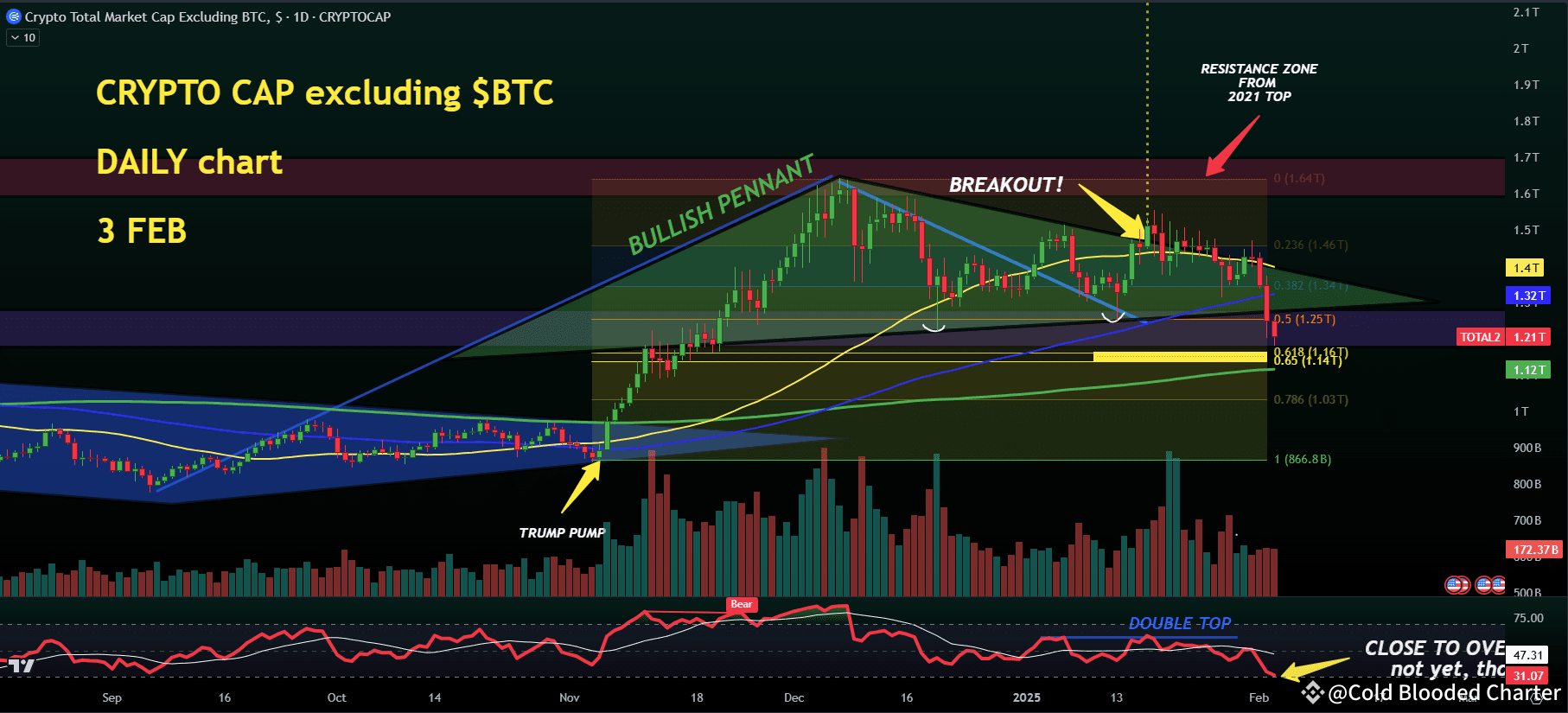 Crypto Cap (excluding Bitcoin) chart—essentially the total m | Cold Blooded Charter on Binance ...