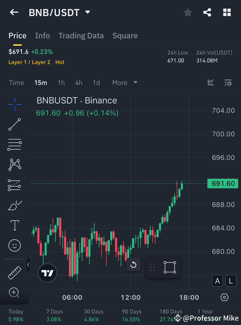 $BNB /USDT: Bull Run Confirmed! 💯🔥 Current Price: 691.60 | Professor Mike on Binance Square