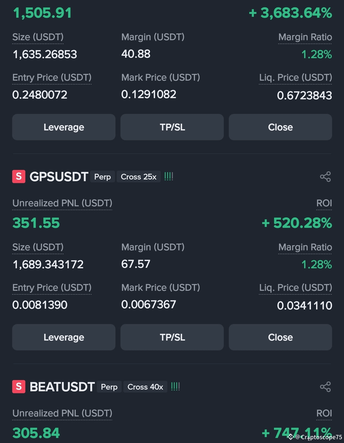 🚀 No luck. Just execution. Every position deep in | Cryptoscope75 on ...
