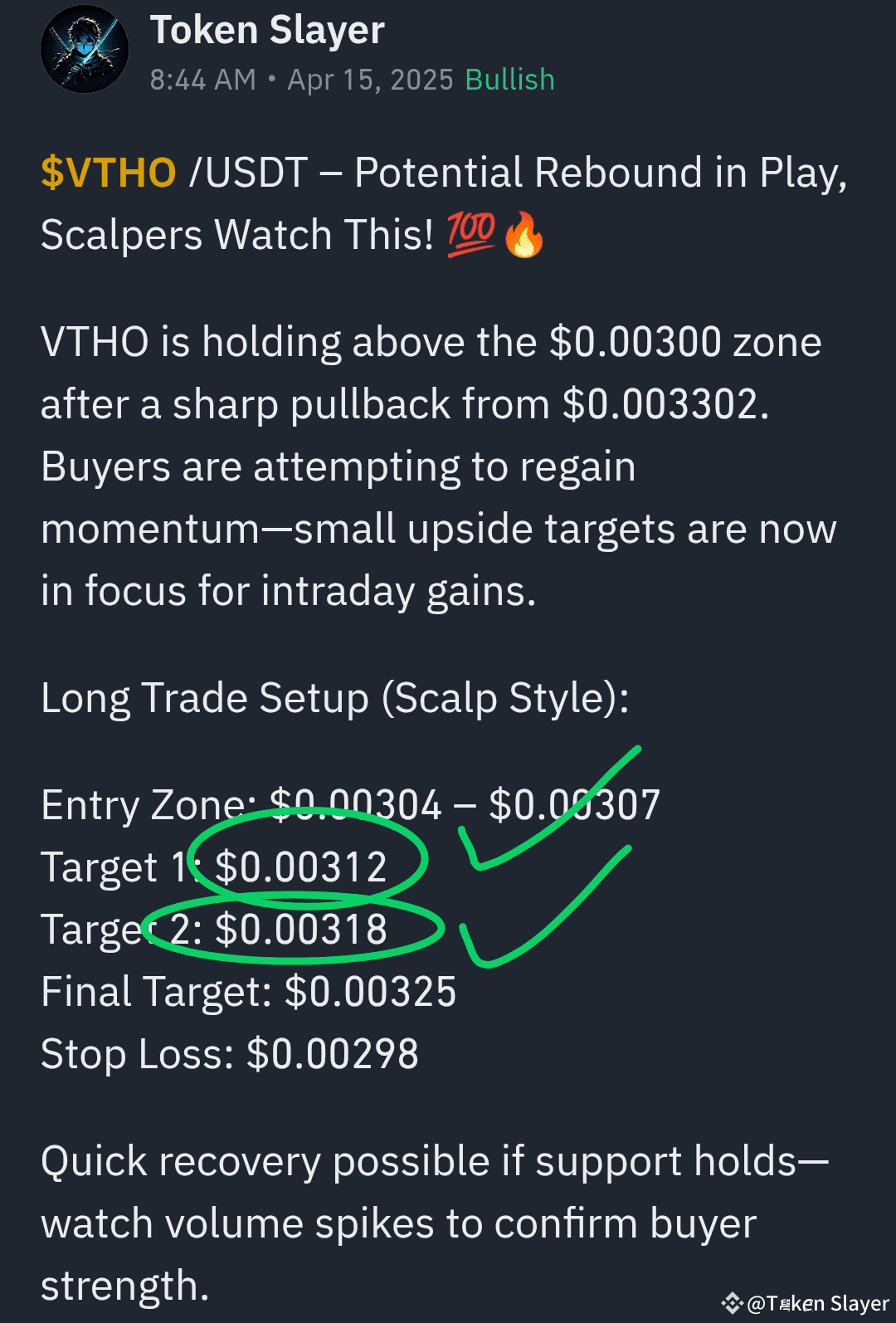 💵$VTHO Long - Signal provided few hours before from now ha | Token Slayer on Binance Square