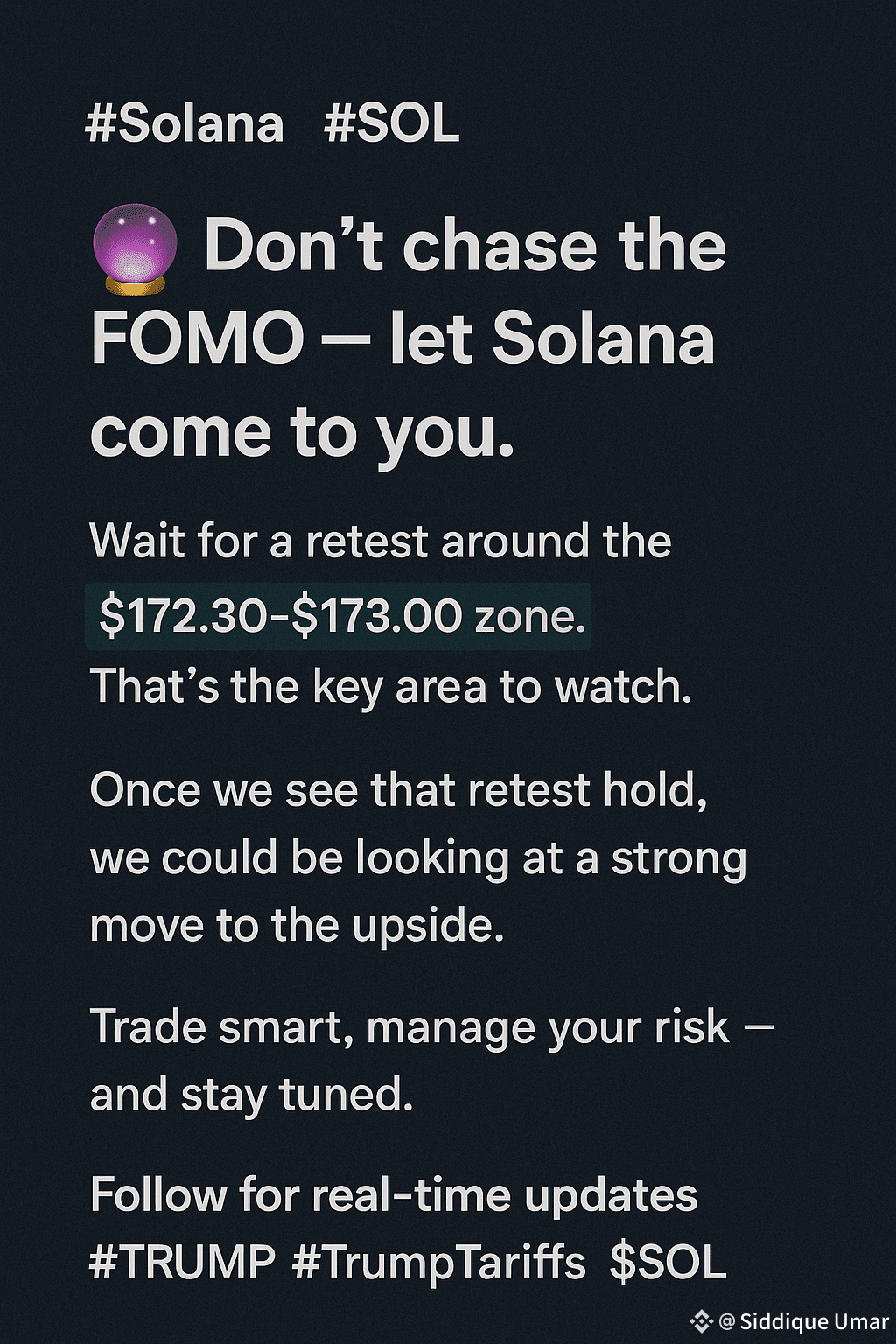 #Solana #SOL $SOL .. Don’t chase the FOMO — let Solana come | Siddique ...