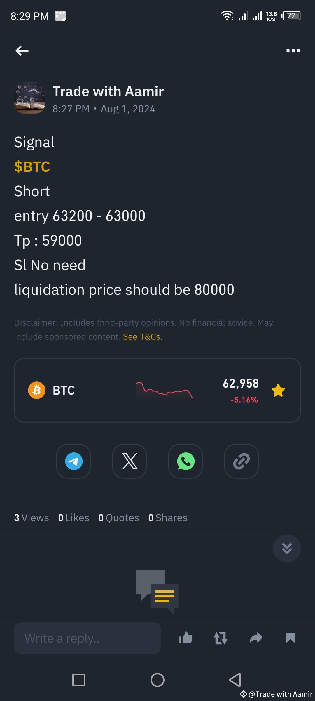 check profit $BTC | Trade with Aamir on Binance Square