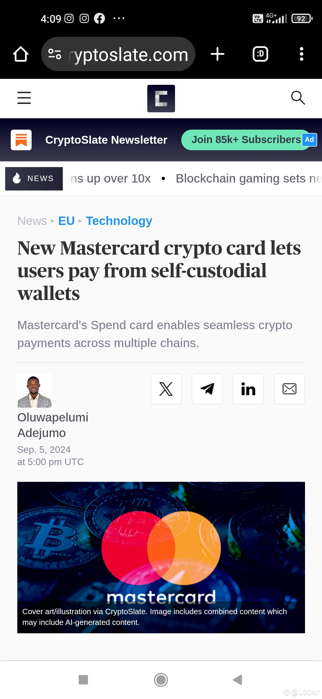 $BTC New Mastercard crypto card lets users pay from self-cus | 100Mr on ...