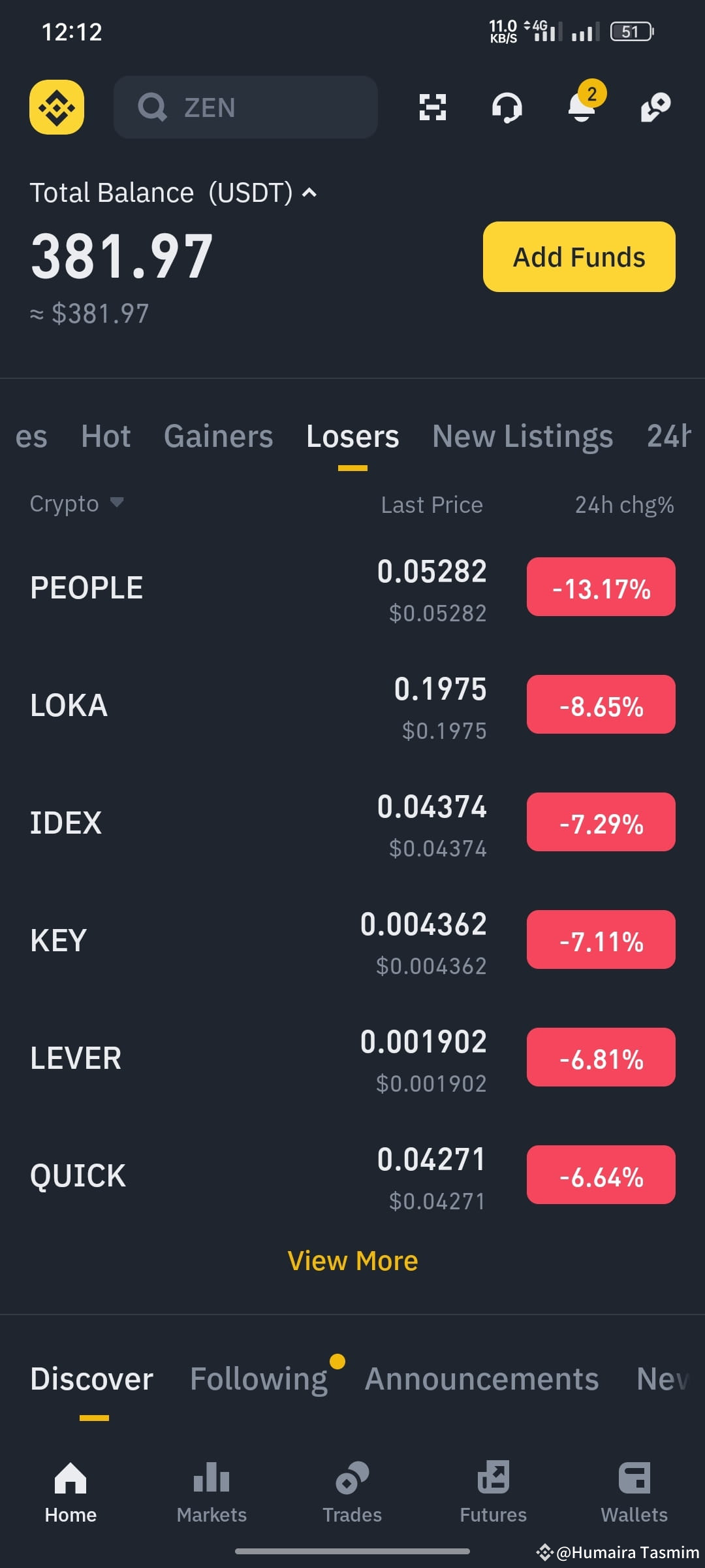These are today's #Losers crypto! $PEOPLE $LOKA $KEY | Humaira Tasmim ...