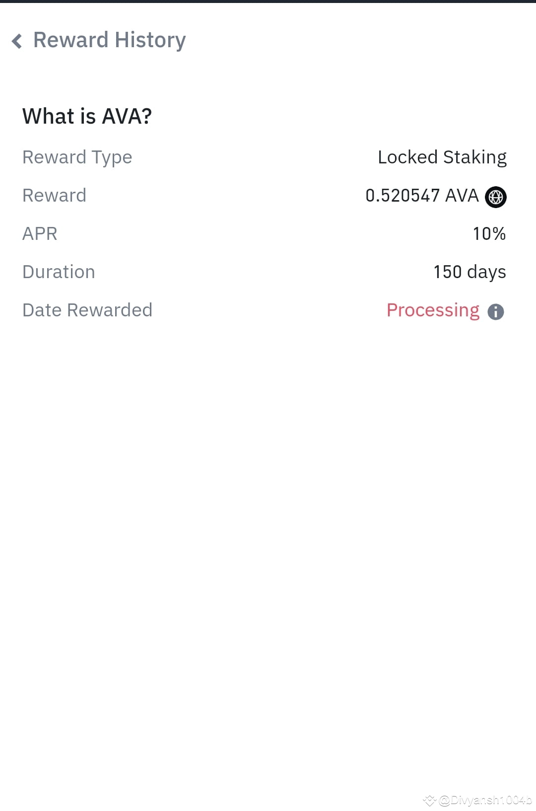 Can someone please tell me when I will get this reward?$AVA ...