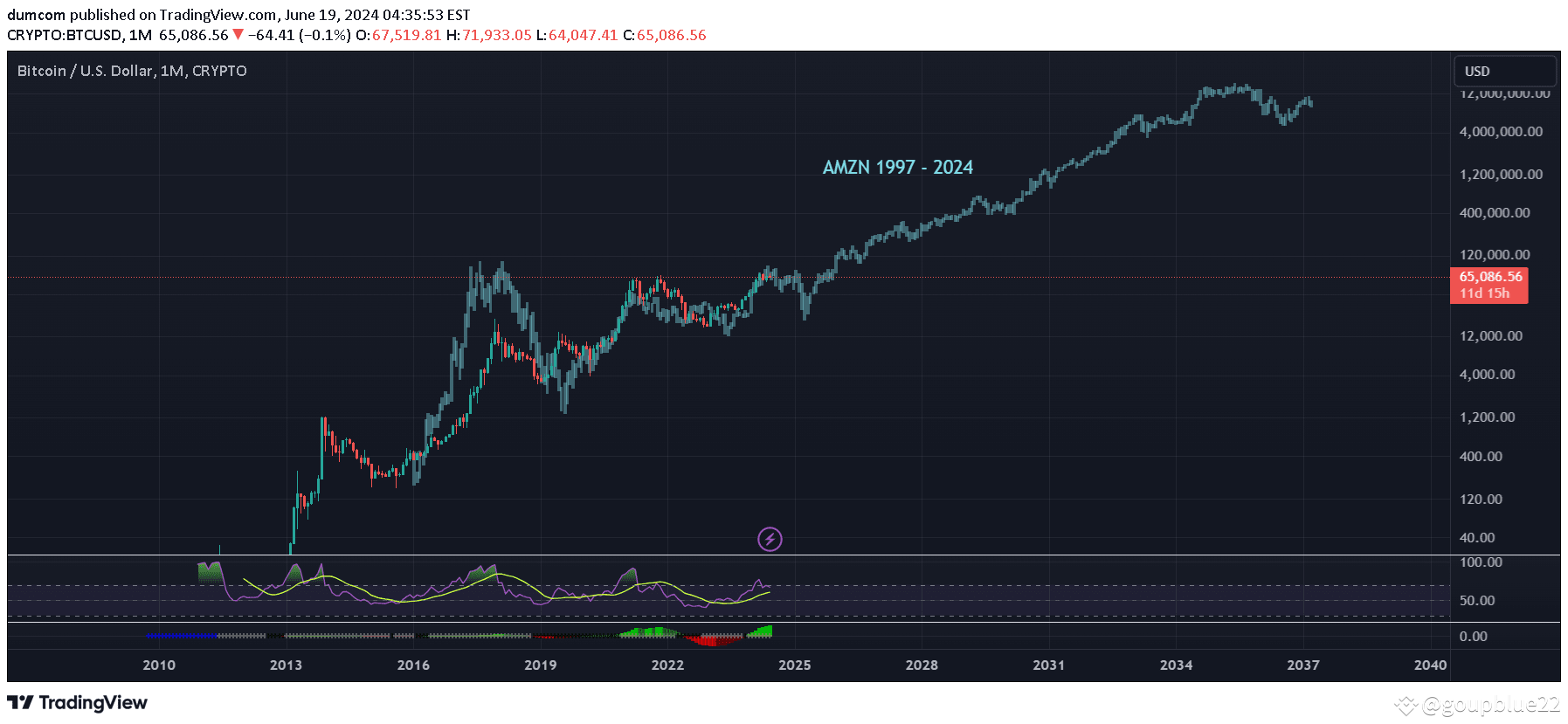 $BTC Bitcoin's Jaw-Dropping Chart Comparison with Amazon: | goupblue22 ...