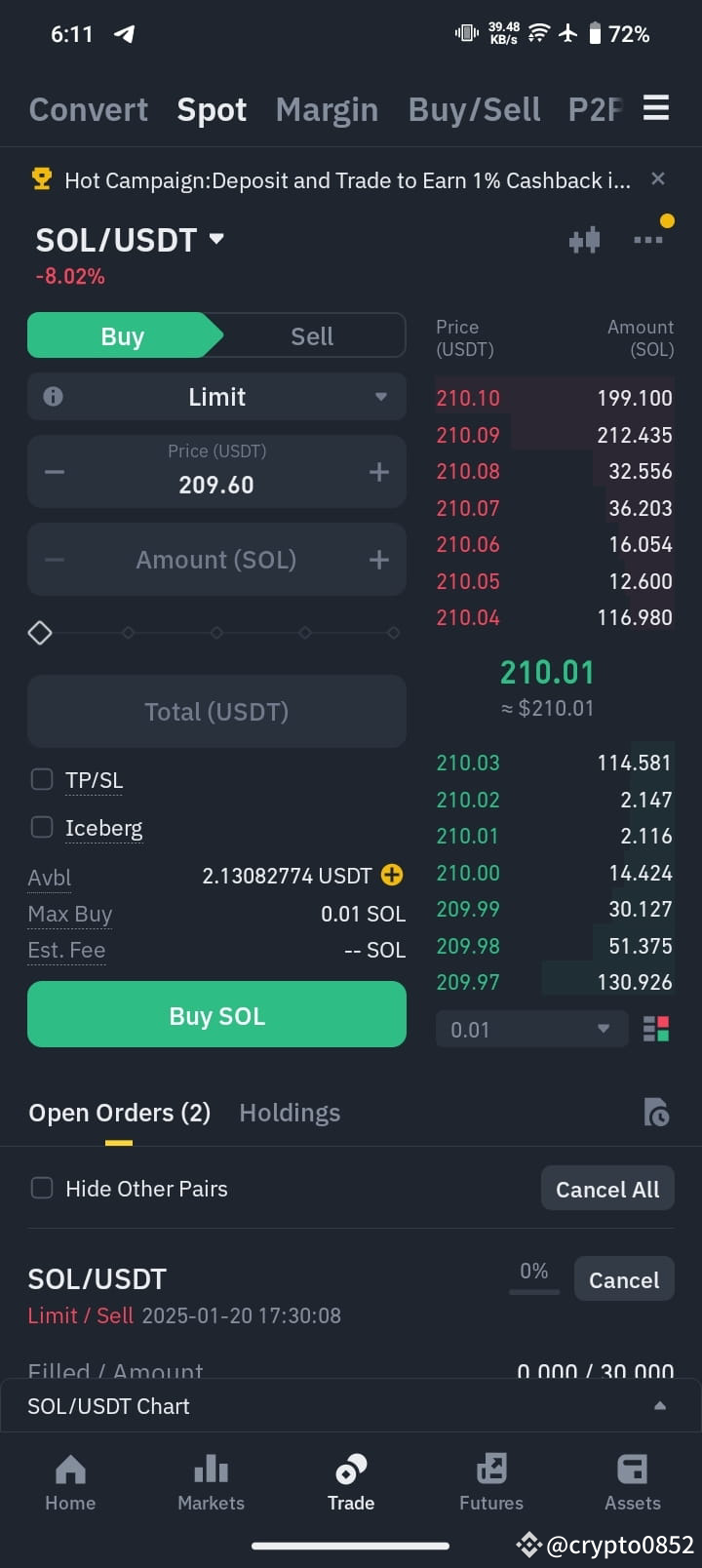 $SOL $SOL I have suffered so much loss that I am forced to | crypto0852 ...
