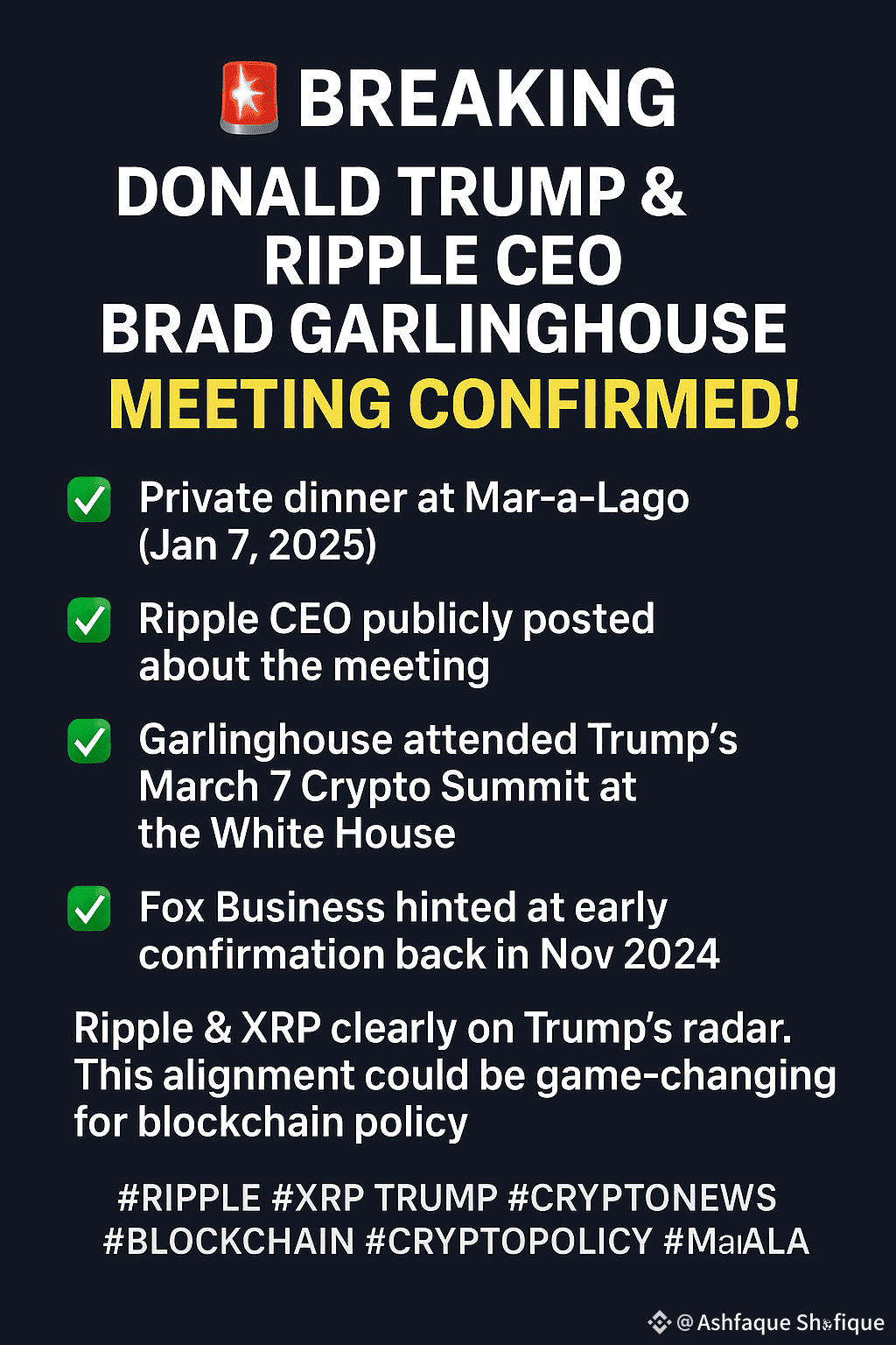 🚨 BREAKING: Donald Trump & Ripple CEO Brad Garlinghouse — M | Ashfaque ...