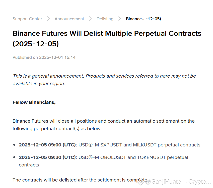 🛑 URGENT ANNOUNCEMENT: BINANCE FUTURES DELIST AND LIQUIDATE ...