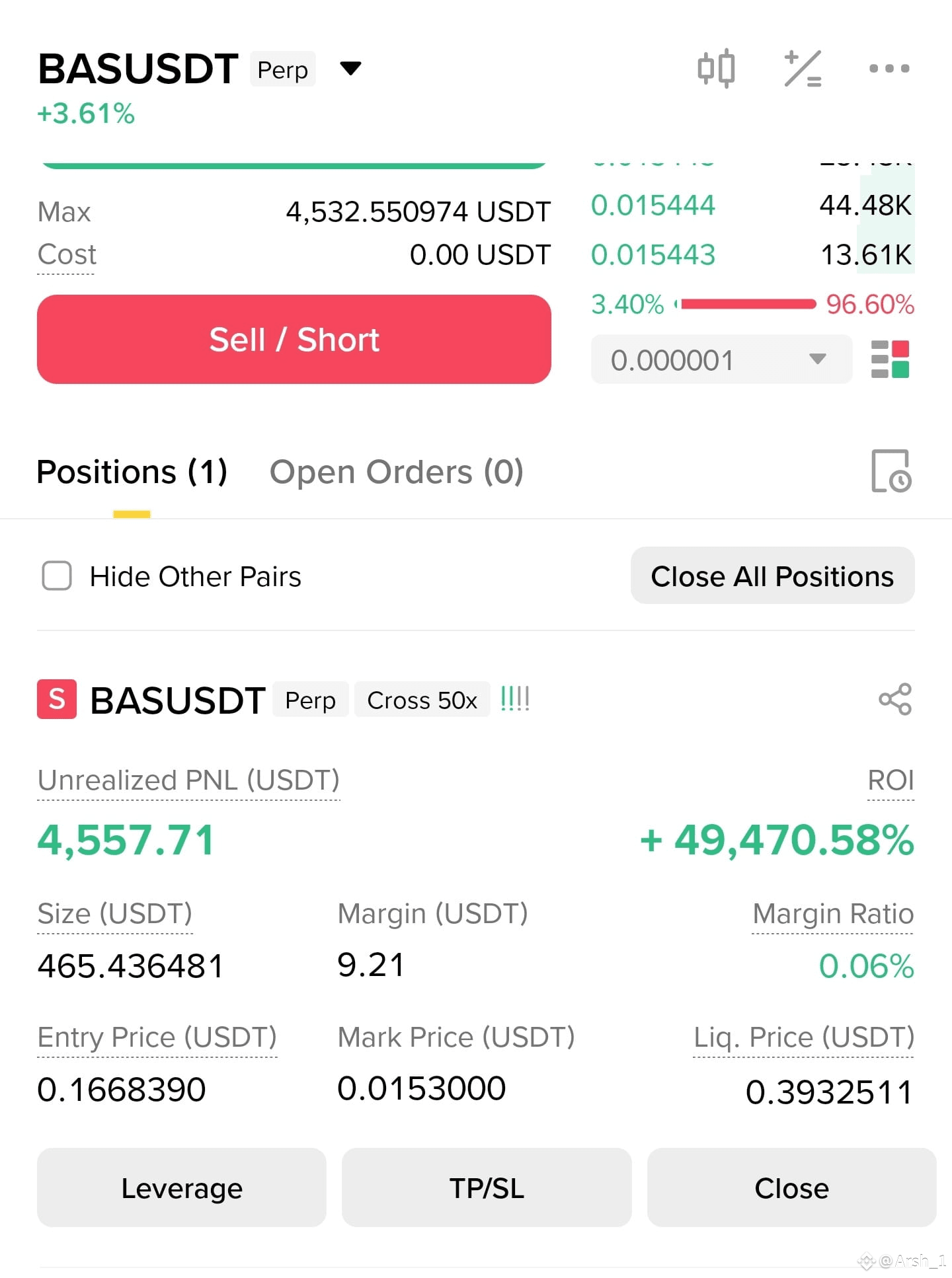 9$ convert to 4557$ 🚀 Massive Win on $BAS /USDT Short | Arsh_1 on ...