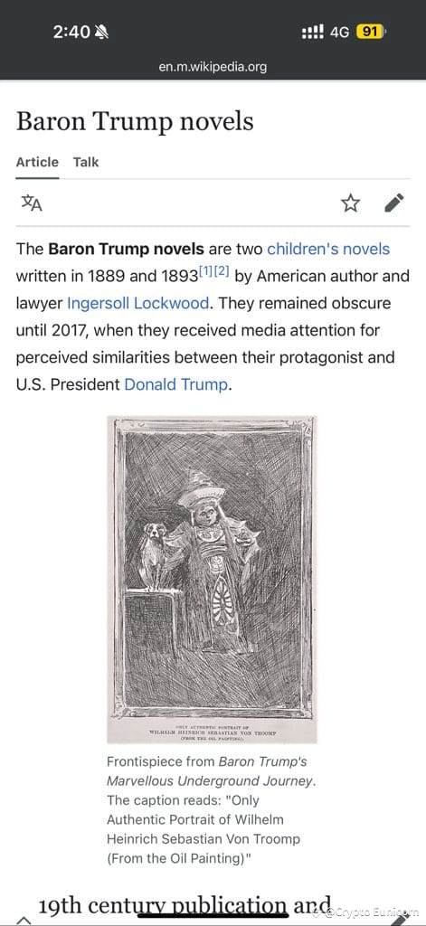 Oh shit BARRON time traveler 😂😂😂 “The novels recount the | Crypto Eunicorn on Binance Square