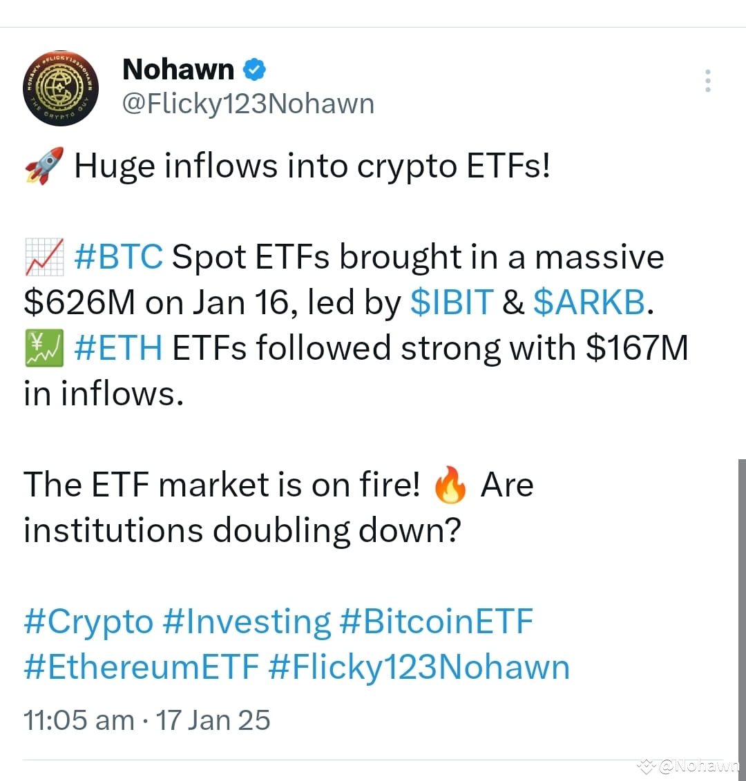 🚀 Huge inflows into crypto ETFs! 📈 #BTC Spot ETFs brought | Dr Nohawn on Binance Square