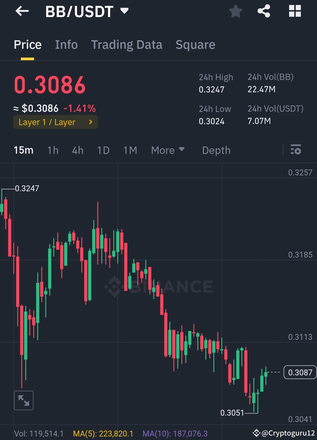 🚨 $BB /USDT ALERT: Enter NOW at 0.3086 – Potential Reversal | CryptoGuru12 on Binance Square