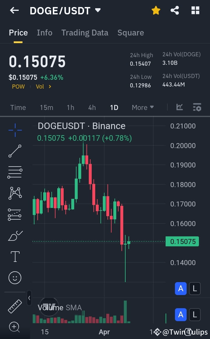 "𝗗𝗢𝗚𝗘 𝗕𝗼𝘂𝗻𝗰𝗲𝘀 𝗕𝗮𝗰𝗸 𝗦𝘁𝗿𝗼𝗻𝗴 𝗜𝘀 $𝟬.𝟮 | Twin Tulips on Binance Square