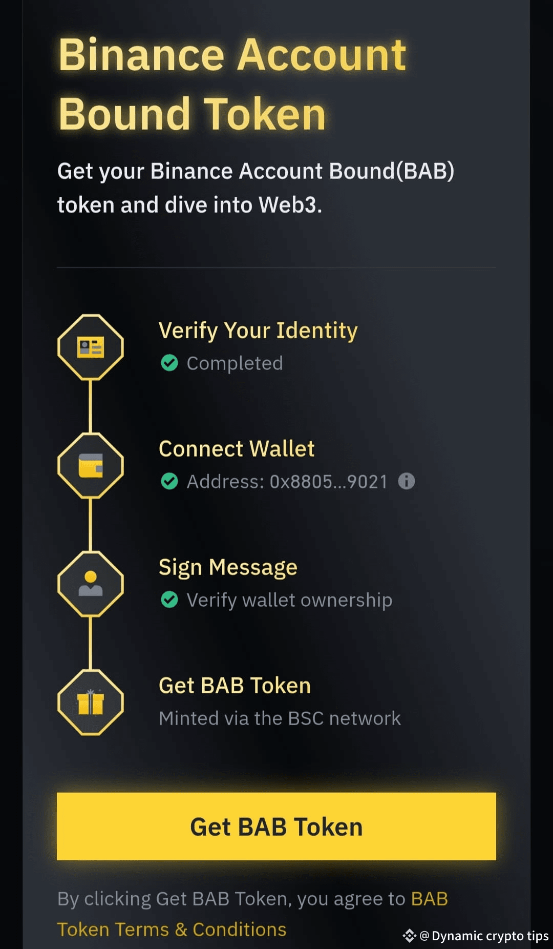 Complete the task and claim $BAB token in binance web3 wall | Dynamic crypto tips on Binance Square