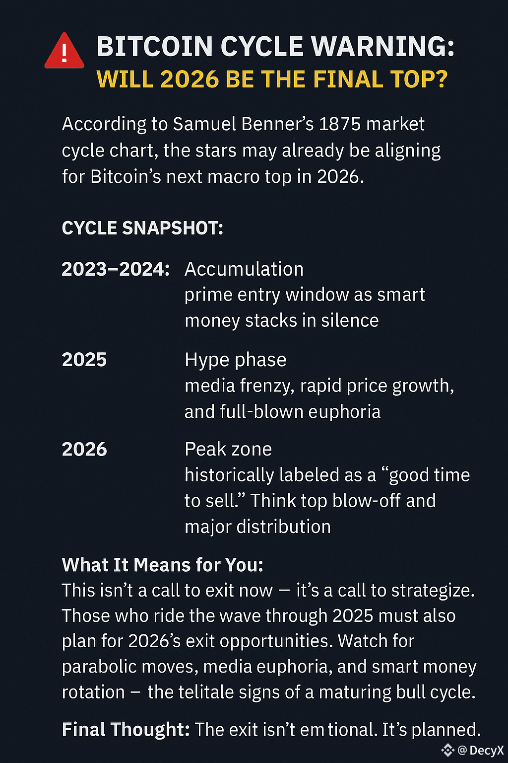 🚨 BITCOIN CYCLE WARNING: Will 2026 Be the Final Top? 🚨 Ac | DecyX on ...