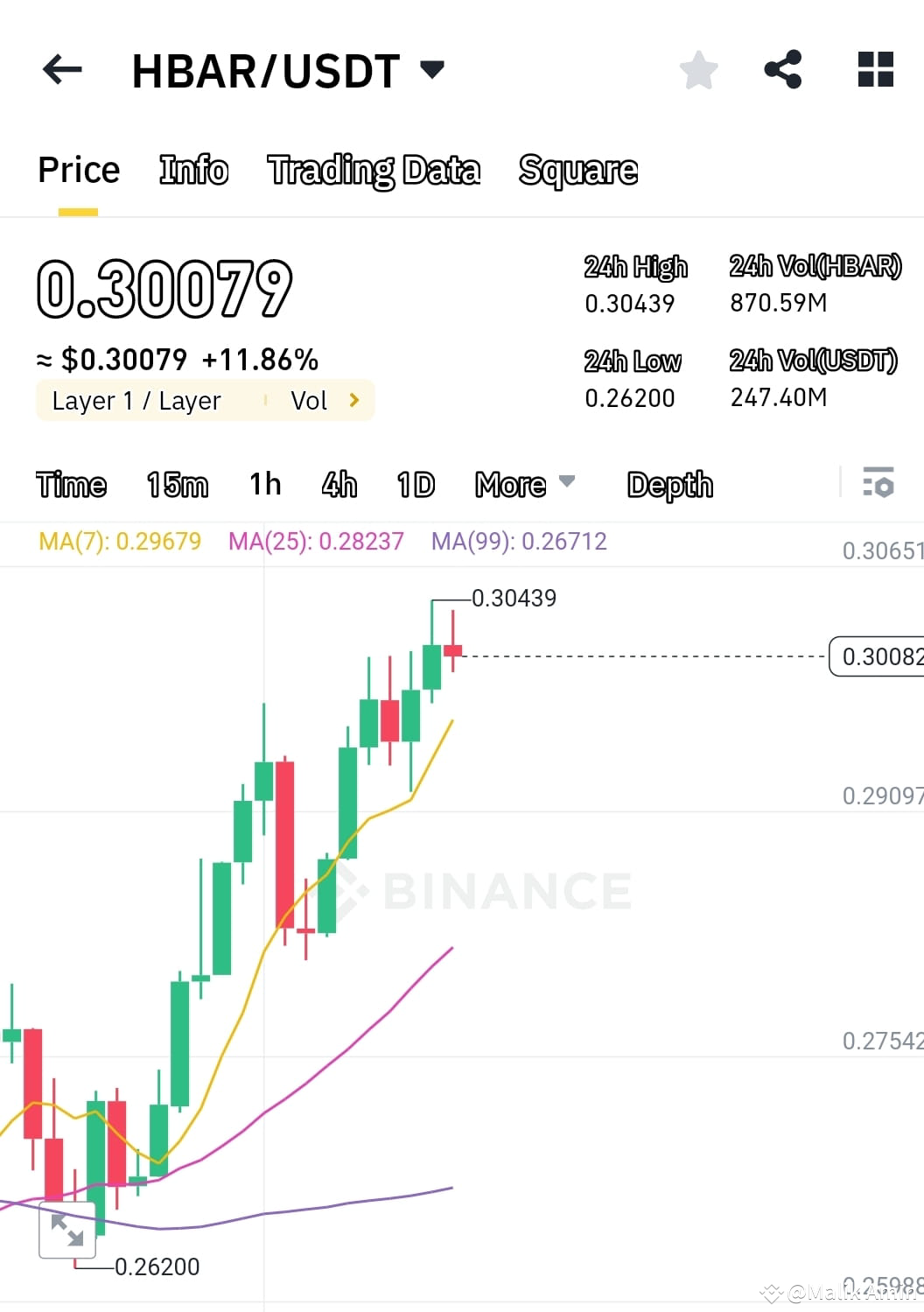 $HBAR /USDT Analysis Price: $0.30079 (+11.86%) 24H High/ | Trading VIP Single on Binance Square