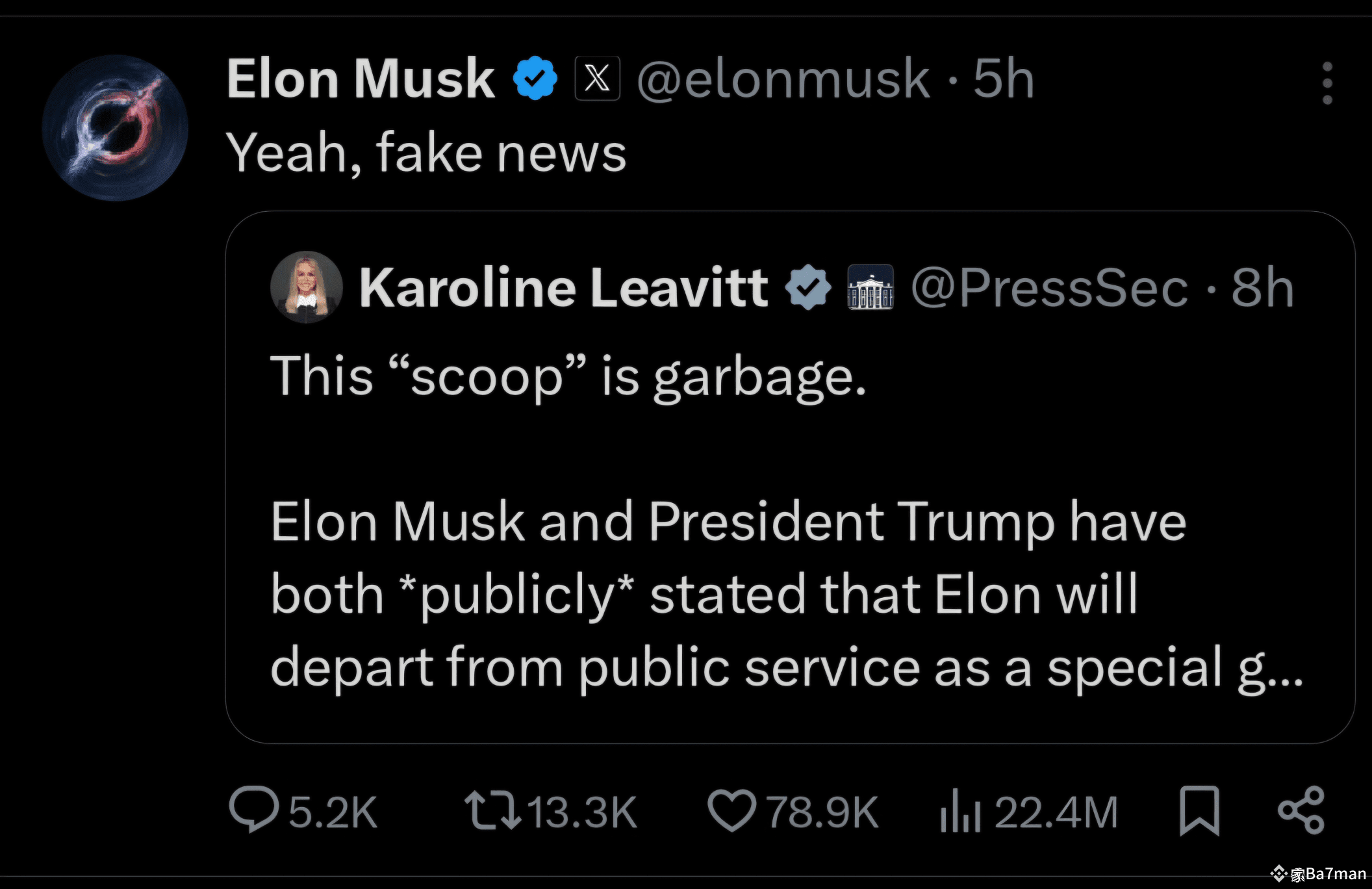 Elon Musk is not leaving D.O.G.E. It was fake news! Elon | Ba7man on ...