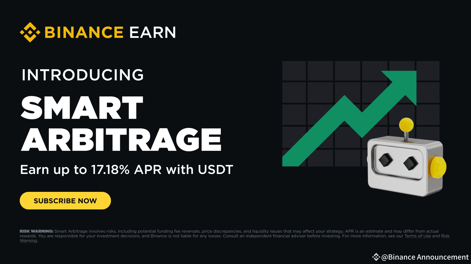 Introducing Smart Arbitrage: Register USDT and Get Up to 17.18% APR | Binance Announcement on ...