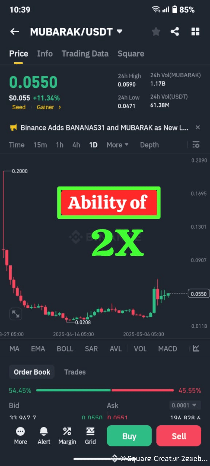 $MUBARAK This coin already doubled the amount Additional | Square ...