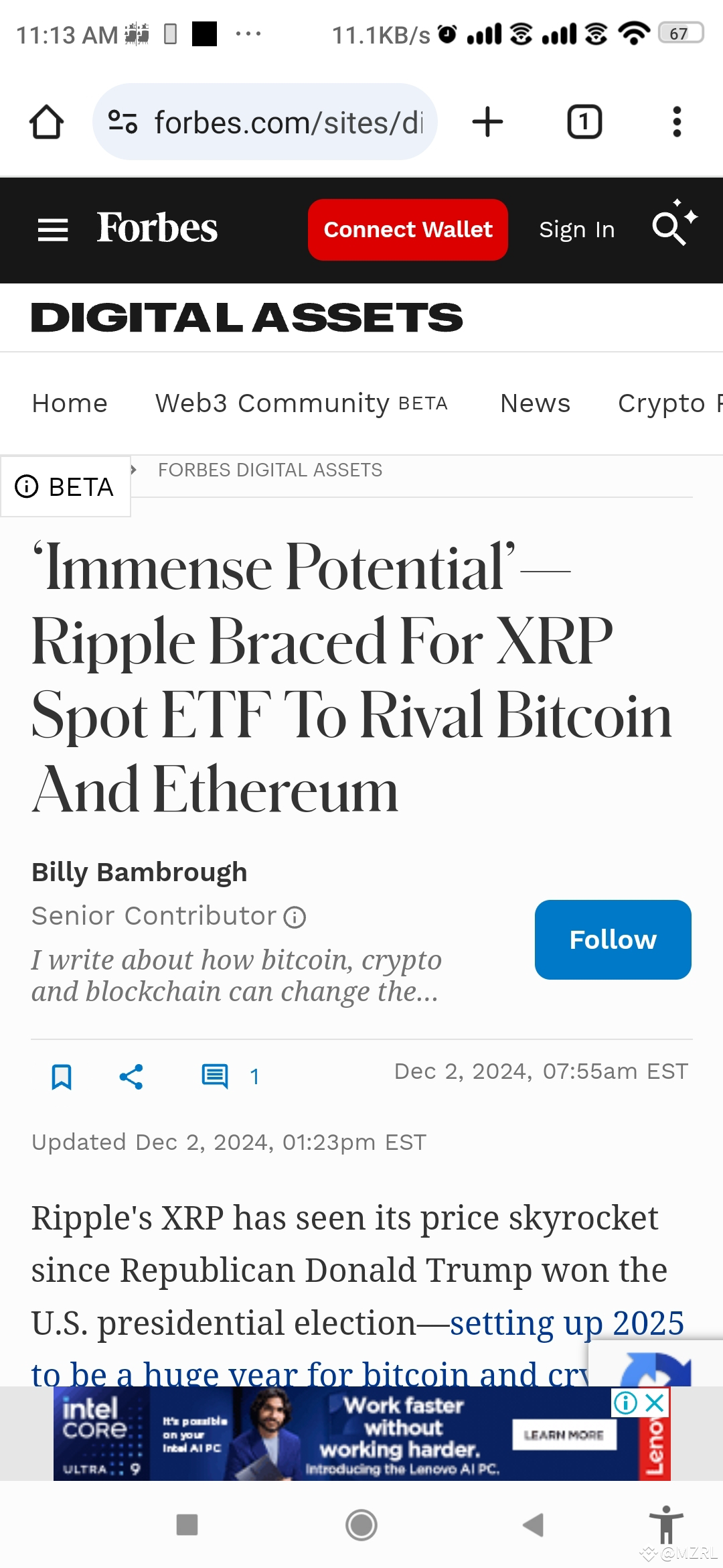 $XRP Forbes support on XRP | MZRL on Binance Square
