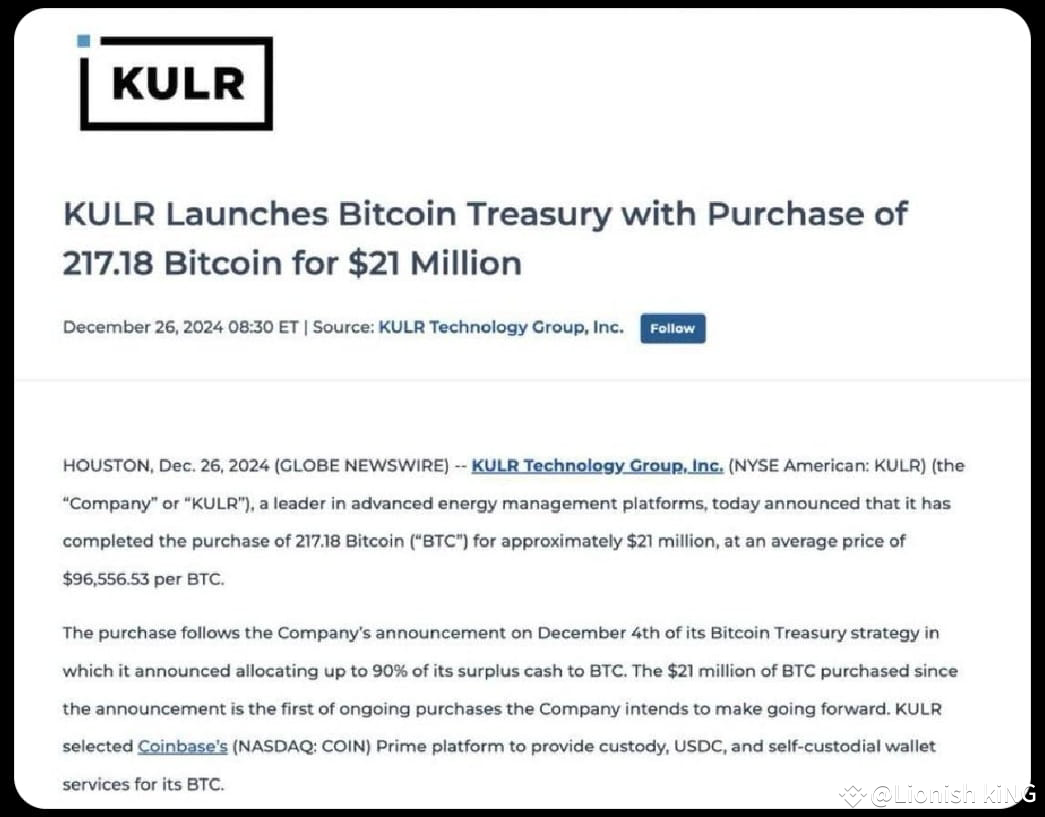 🚨 BREAKING 🚨 $BTC PUBLIC COMPANY KULR BUYS 217 BTC WORT | LIONISH - Lions_Lionish_Admin on ...