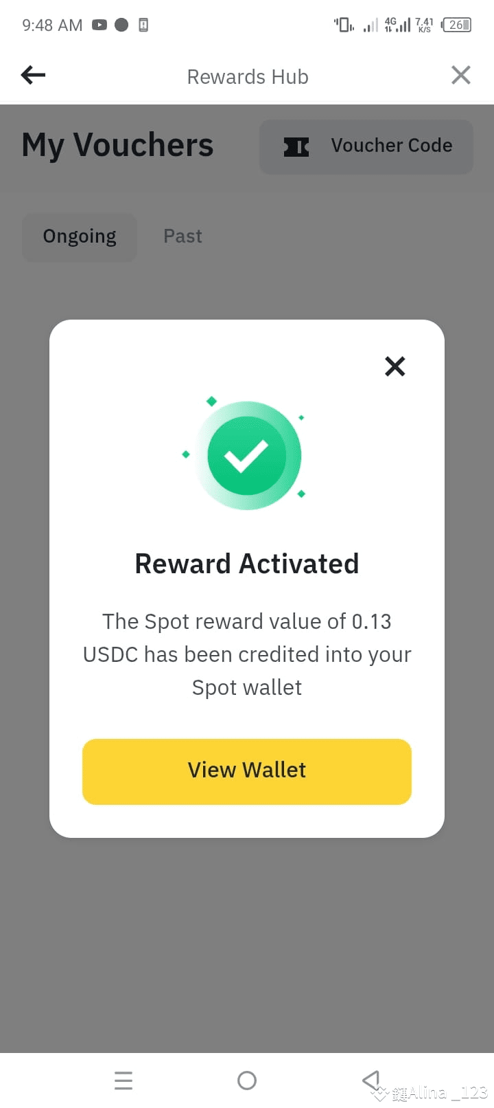 My today reward 🎉#rewardearn | Alina _123 on Binance Square