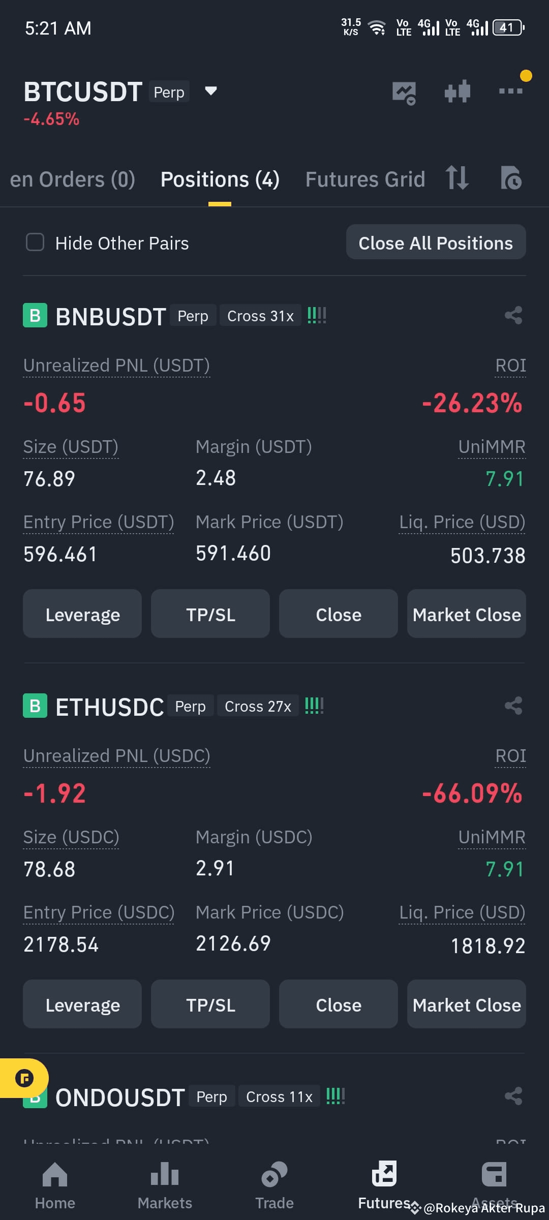 #BTC It’s Safe ? Hold or Close ! 🥲 #ETH #bnb #ONDO $BTC | Rokeya Akter Rupa on Binance Square