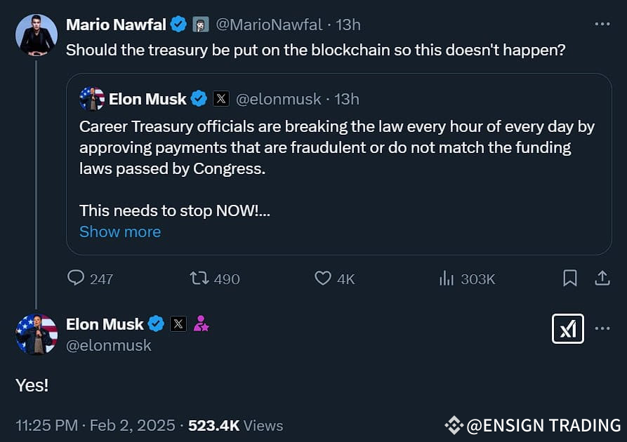 🇺🇸🤔 Elon Musk supports the idea of moving the US Treasury | ENSIGN ...