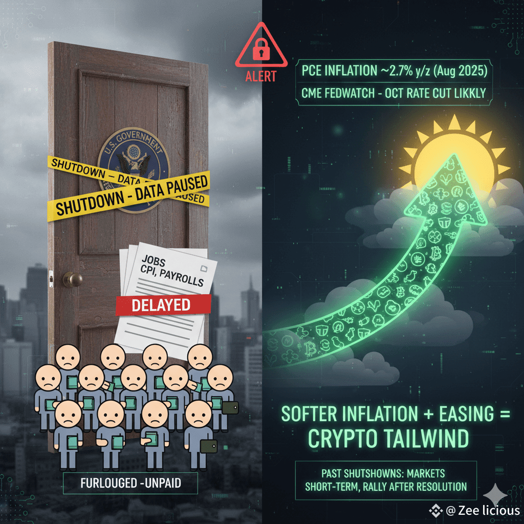 US Govt. Shutdown & Crypto 🚨 🔸 Data Delayed – Jobs, CPI, | Zee licious on Binance Square