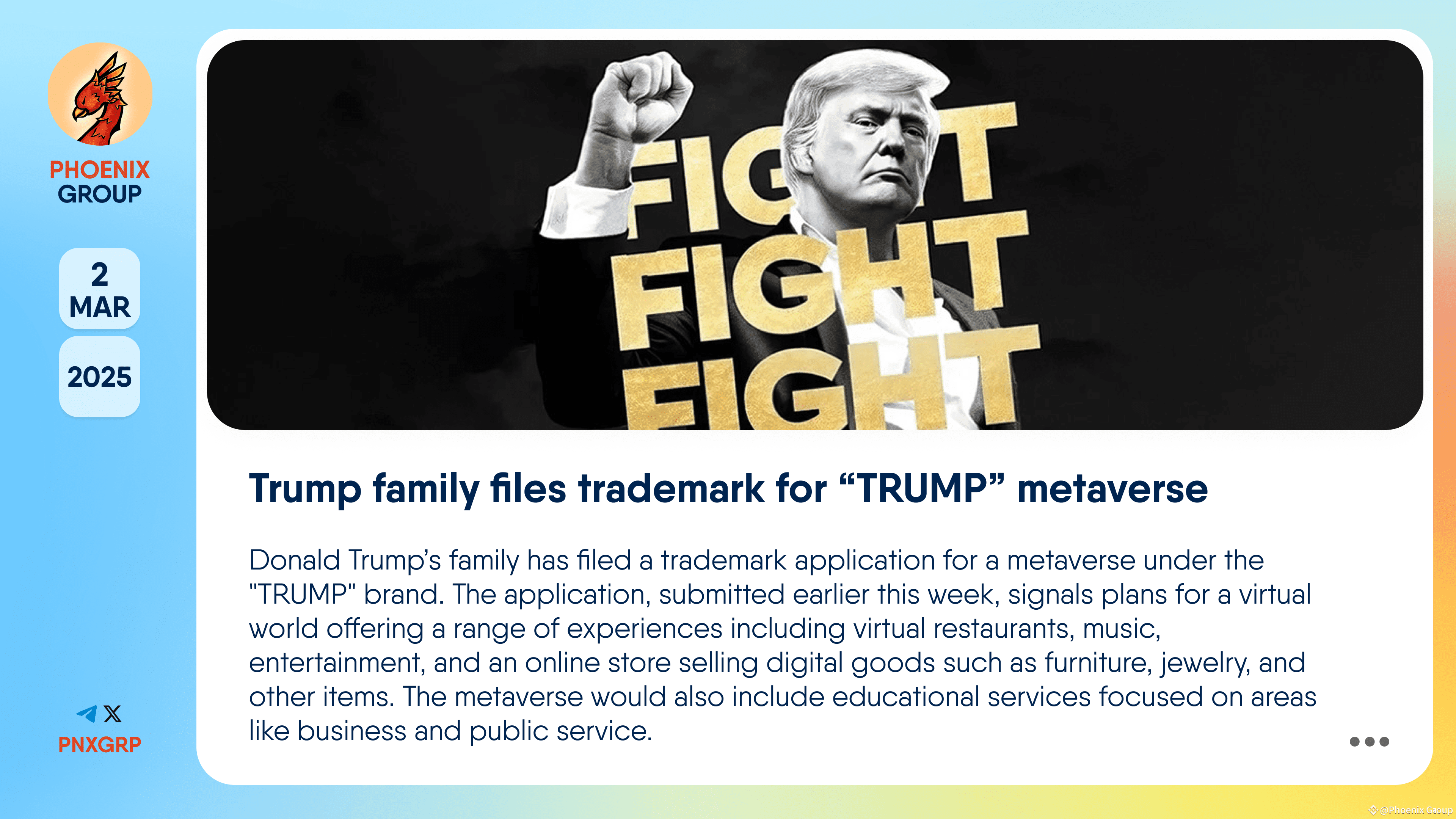Trump family files trademark for "TRUMP" metaverse Donald T | Phoenix ...