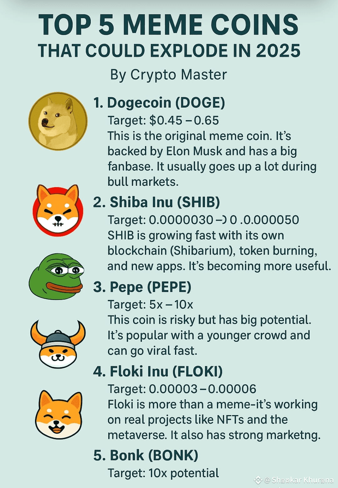 $PEPE $🚀 TOP 5 MEME COINS that could explode in 2025 By Cry | Shankar ...