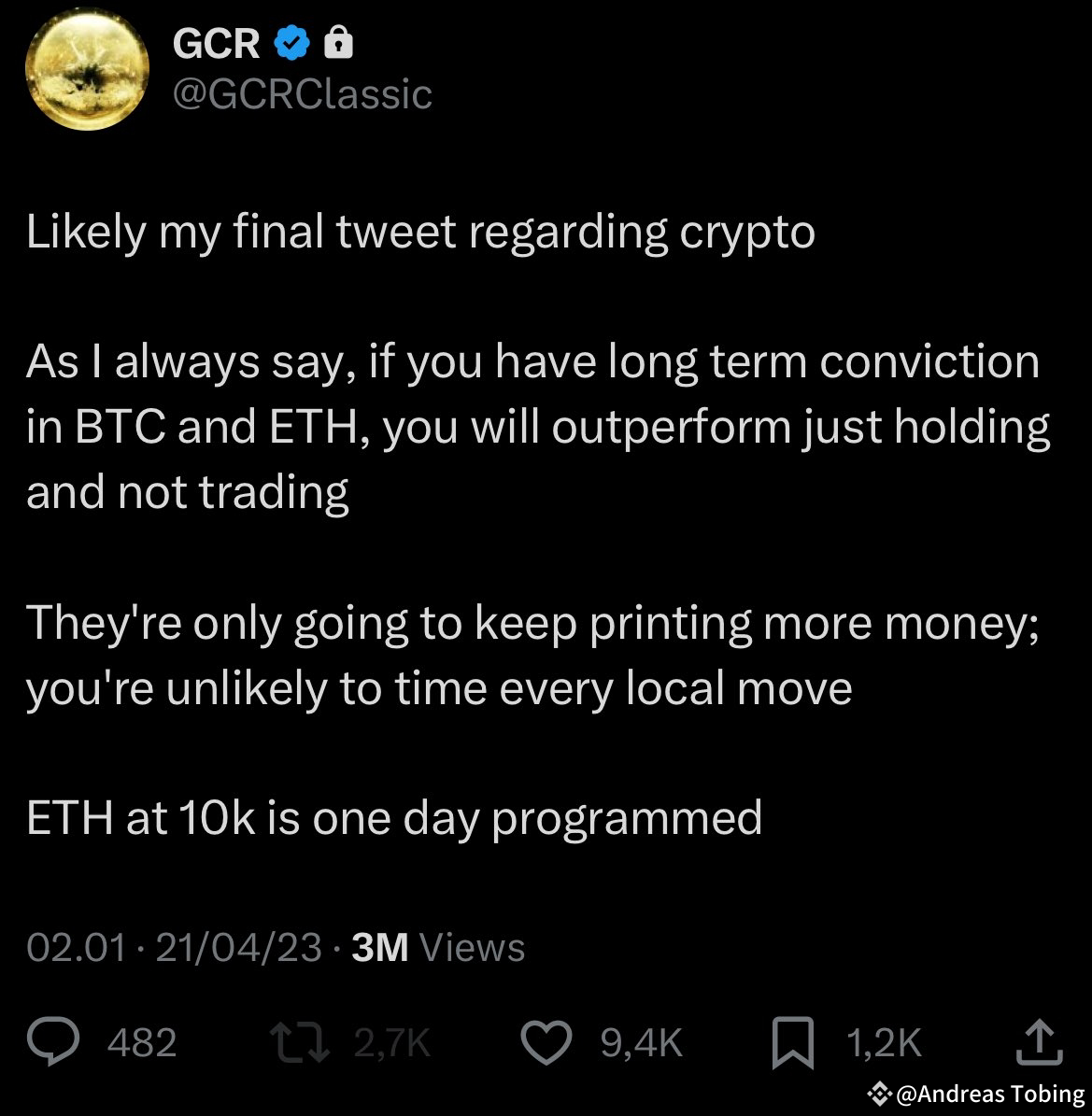 Saw many bearish posts on $ETH So I think it’s time for | Andreas ...