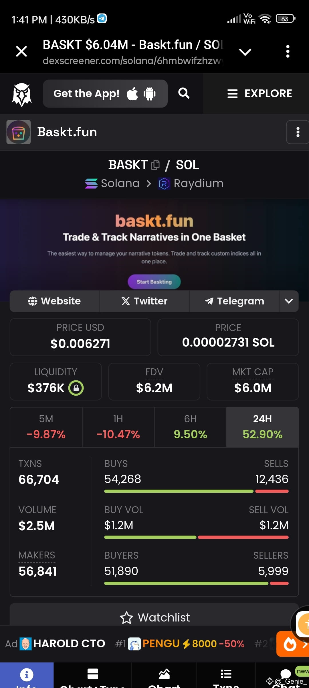 Snagged some $BASKT on $SOL here. With #utility and #AltSea | _Genie_ ...