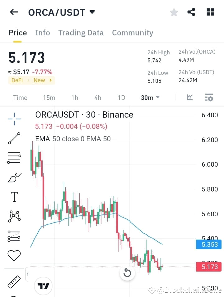 $ORCA /USDT Analysis: Bearish Momentum with Strong Support L | BlockchainBelle on Binance Square