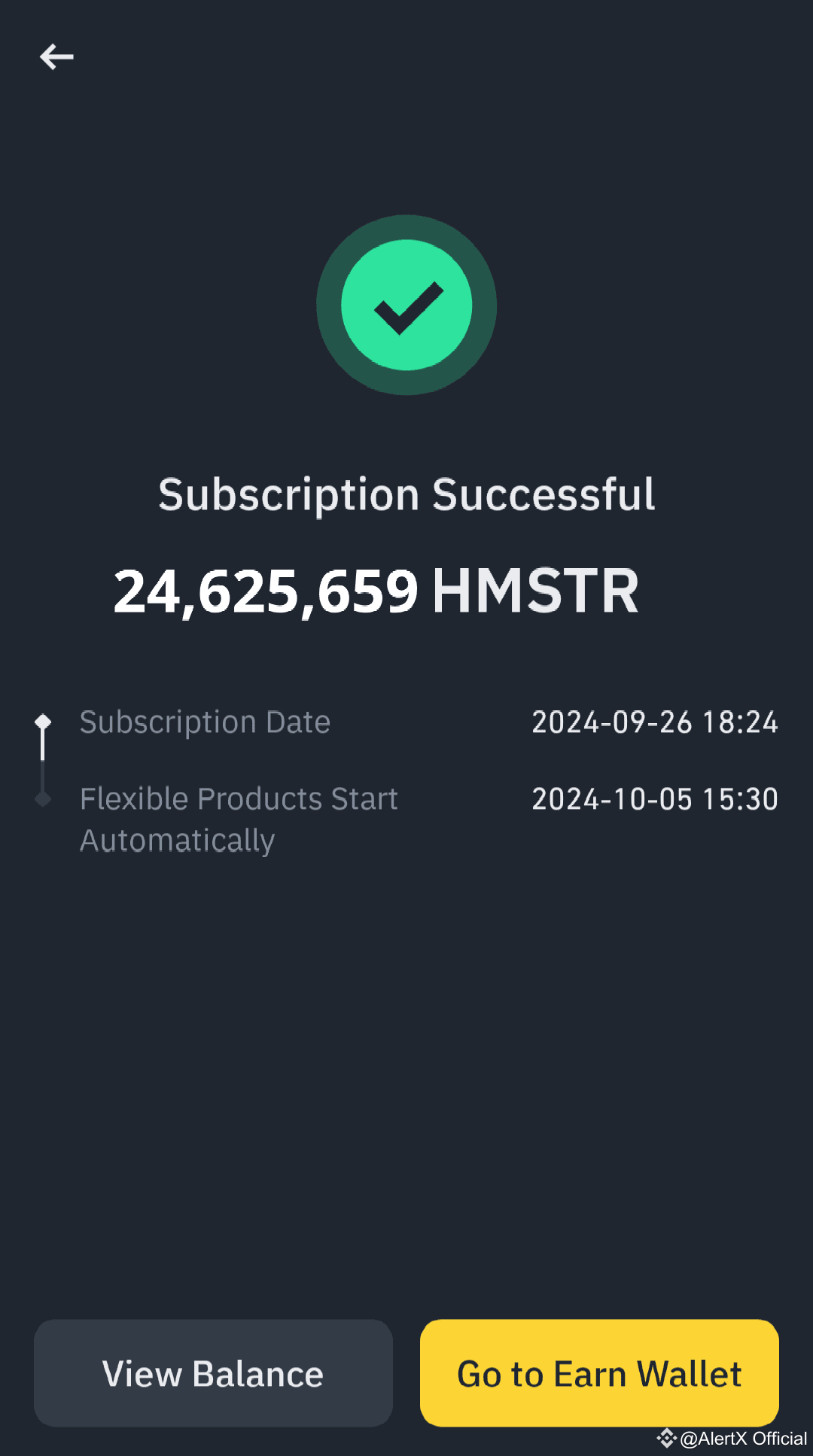 Successfully Subscribe Hamster Earn For 7 Days Staking I got | AlertX ...