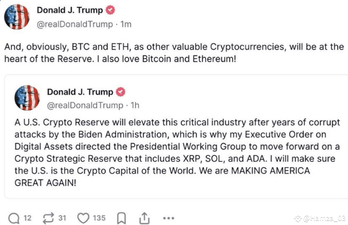 TRUMP New Tweet about $BTC and $ETH | Hamza_03 on Binance Square