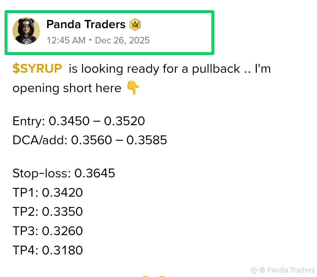 $SYRUP dumping excattttly as predicted 😎 Boooooooooooooom | Panda ...