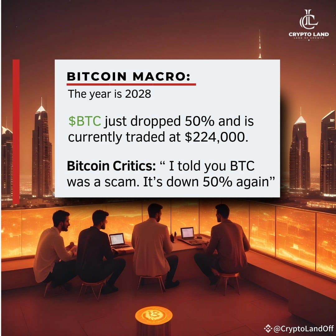 The year is 2028. BTC just dropped 50% and is currently tra | CryptoLandOff on Binance Square
