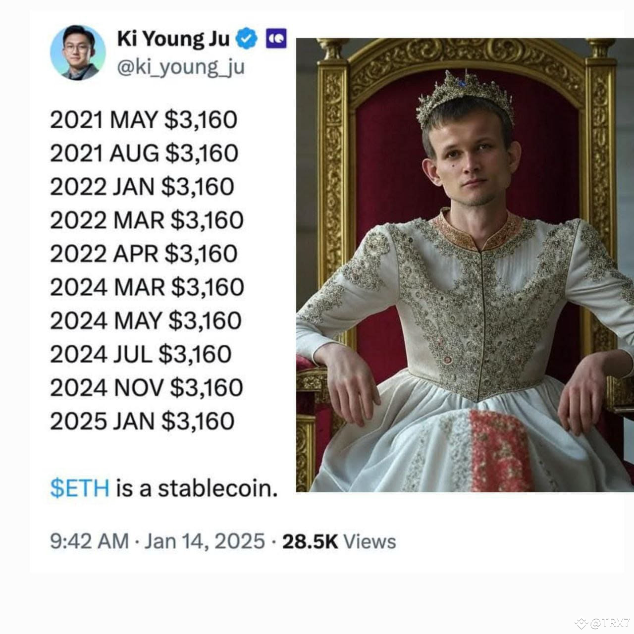 $ETH is now a stable coin 🥴 | TRX7 on Binance Square