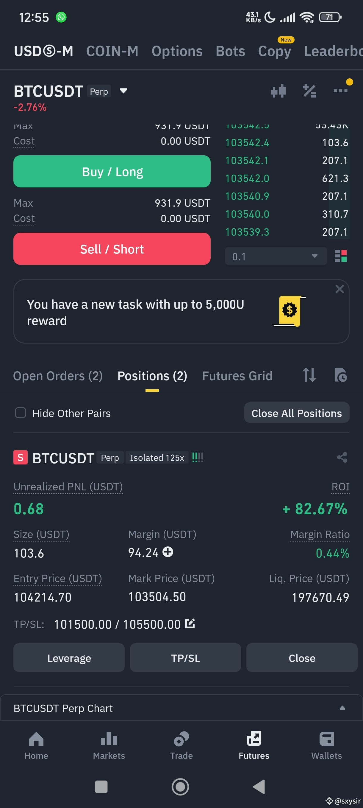 Sell short btc to 101k , sadly have less capital $BTC bear | sxysir on ...