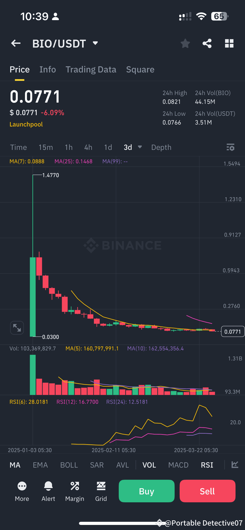 The $BIO token is currently trading at $0.0771, reflecting a | Portable ...