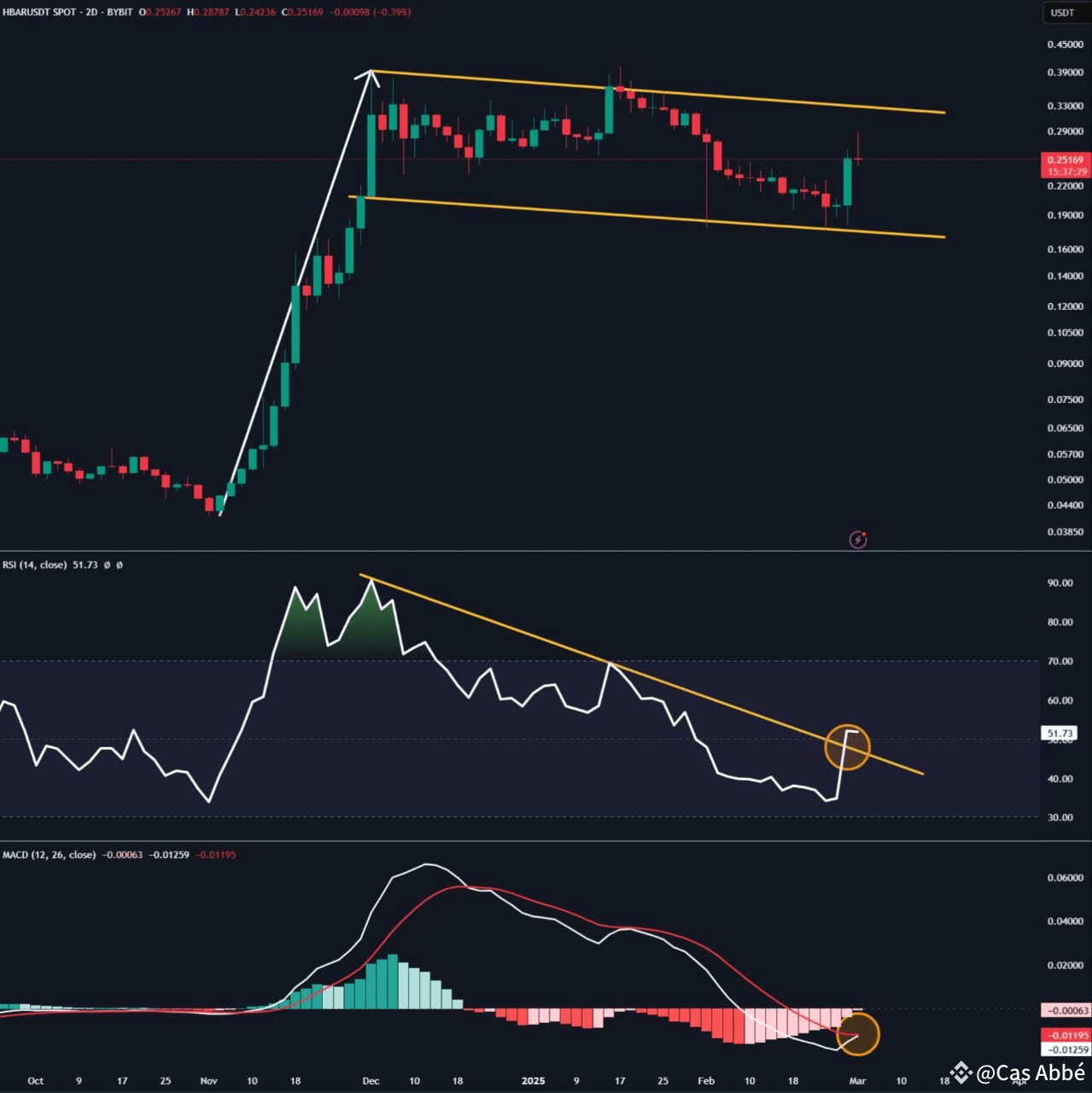 $HBAR RSI breakout 🚀 Bullish MACD cross for the first time | Cas Abbé ...