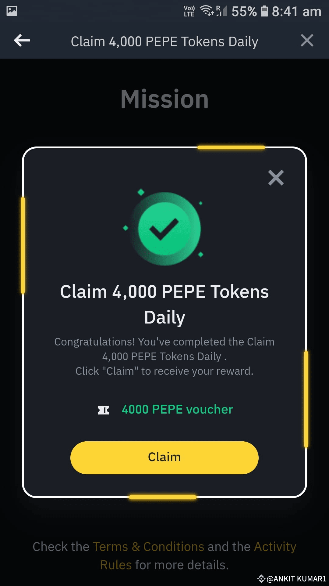 $PEPE claim you daily 4000 pepe token after 30 hours pepe to | ANKIT KUMAR1 on Binance Square