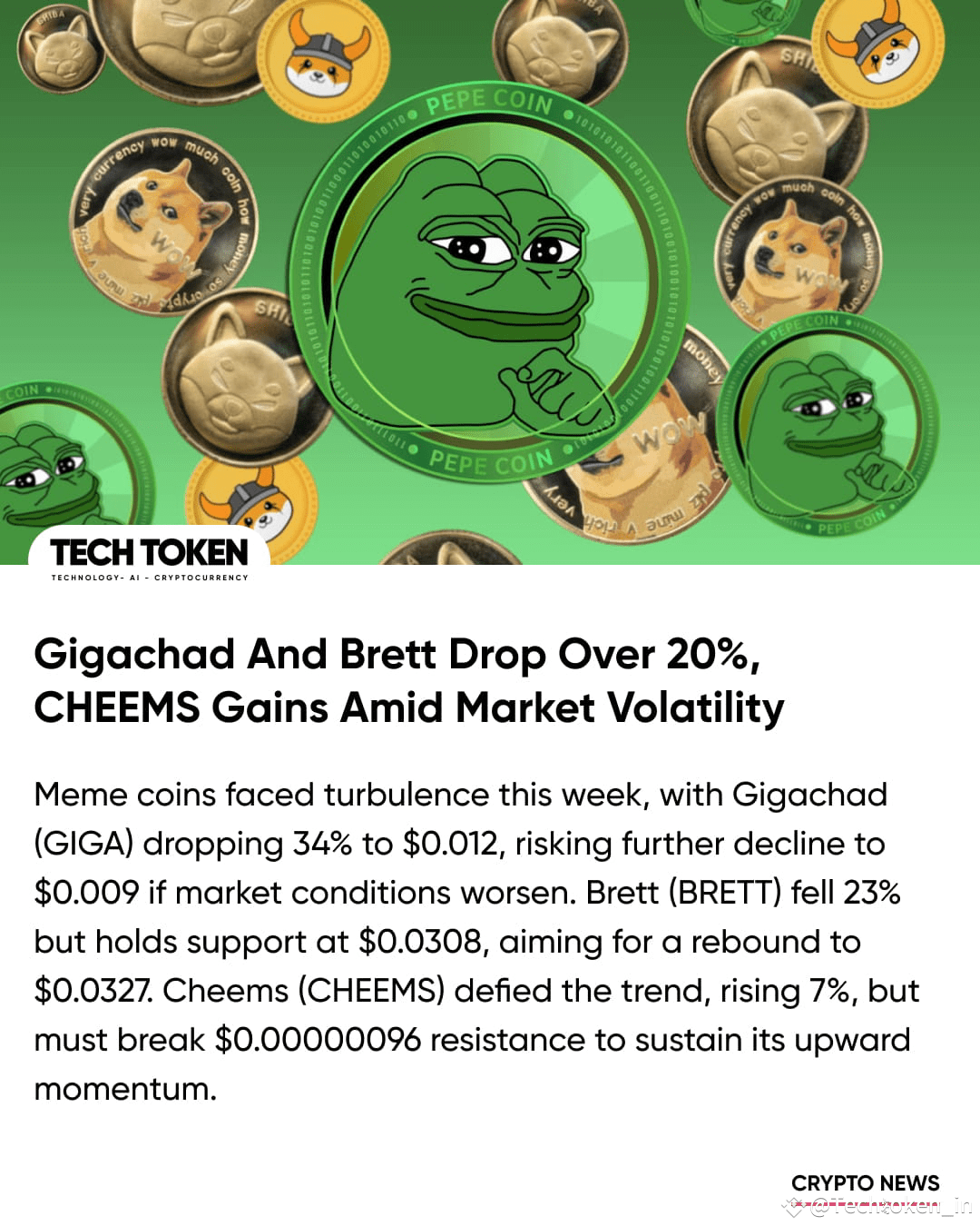 Despite market volatility, CHEEMS held strong with a 7% gain ...