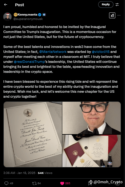 Kenny Li - co founder of Manta Network at Trump’s Inaugurati | Omoh ...