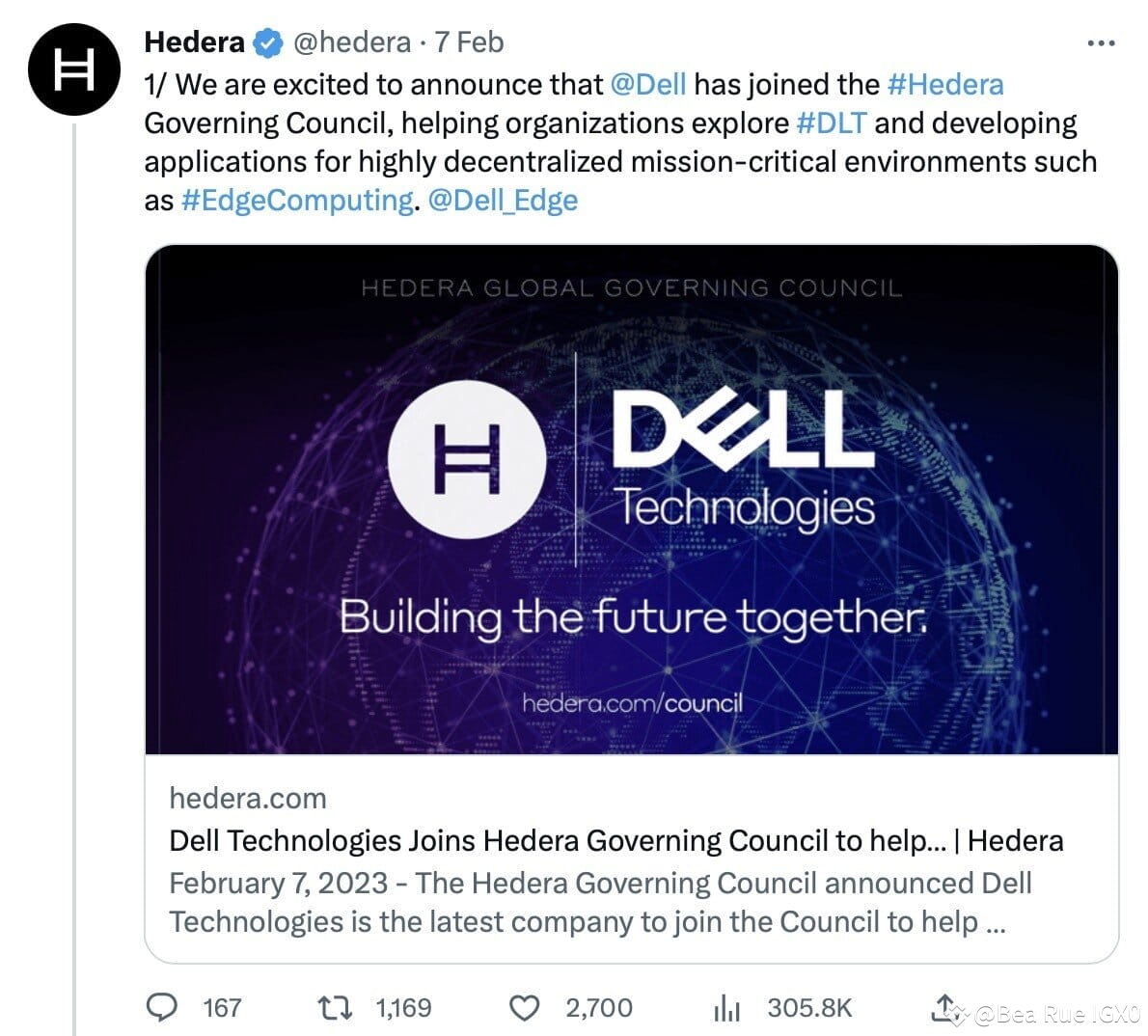 $HBAR Dell Technologies + Hedera Hashgraph = The Future of D | Bea Rue ...