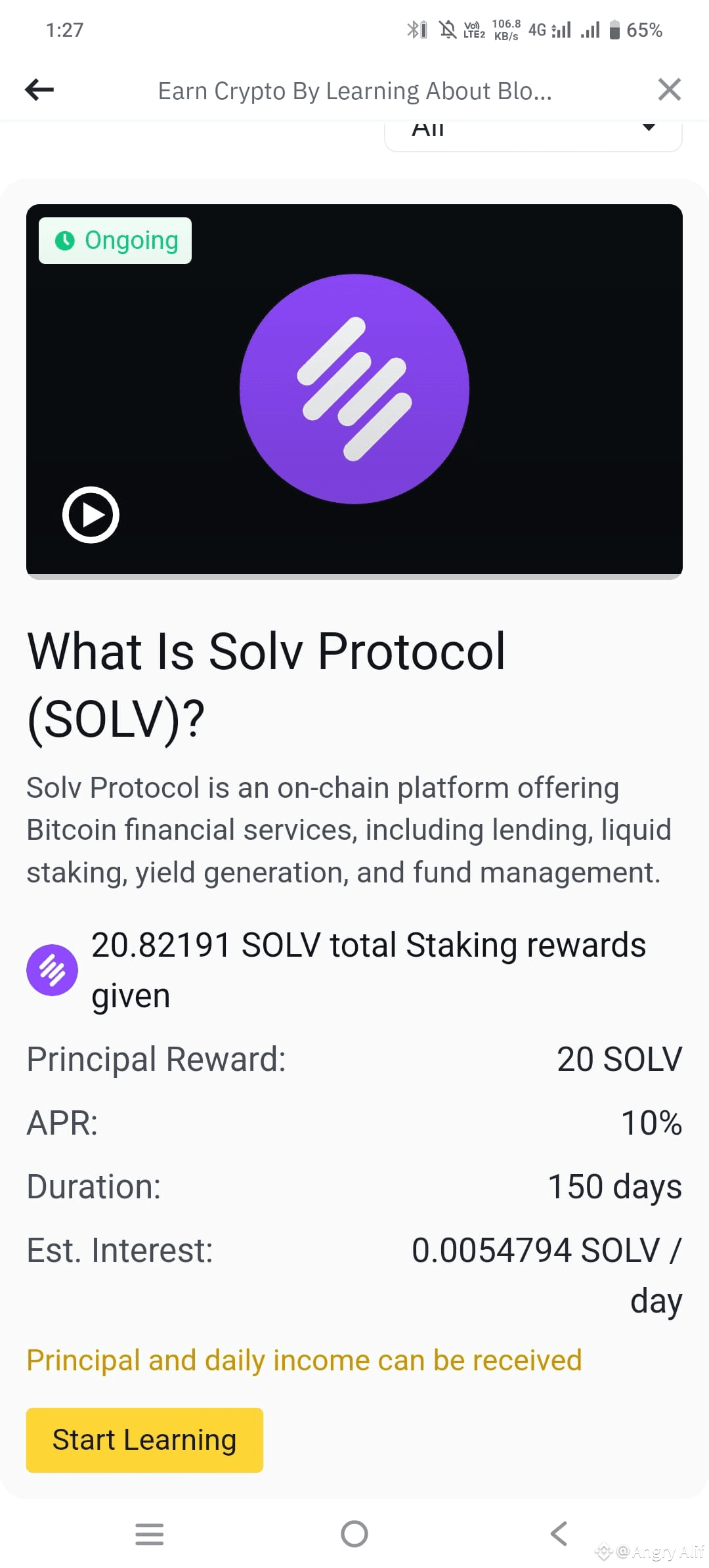 COMPLETE LEARN AND SOLVE QUEST AND WINE 20 SOLV TOKENS $BTC | Angry Alif on Binance Square